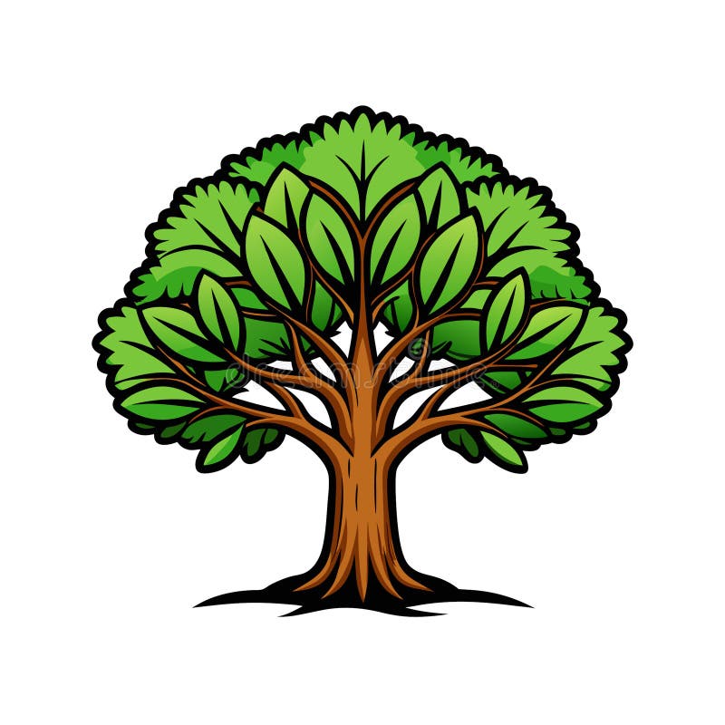 Unique Pecan Tree Artwork with Clear Lines Stock Image - Illustration ...