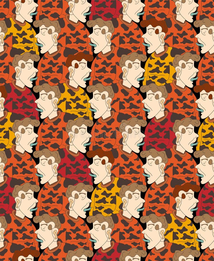 Unique Artwork. Seamless Pattern with Repeat Fancy Humans Stock Vector ...