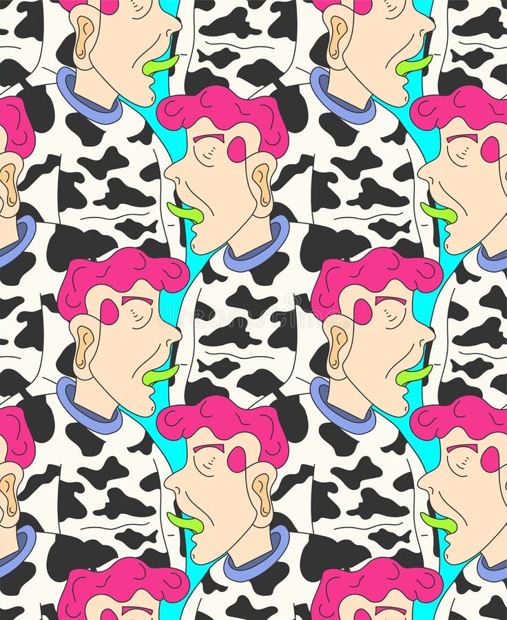 Unique Artwork. Seamless Pattern with Repeat Fancy Humans Stock Vector ...