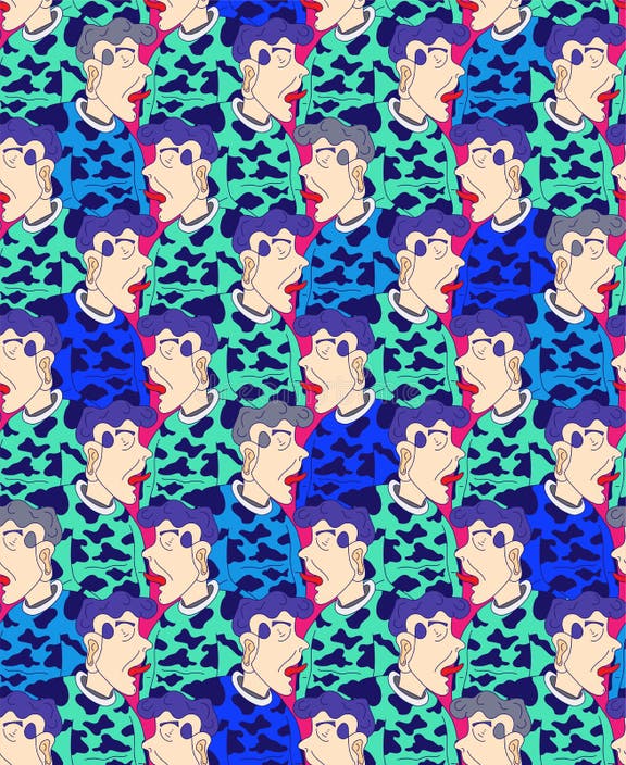 Unique Artwork. Seamless Pattern with Repeat Fancy Humans Stock Vector ...