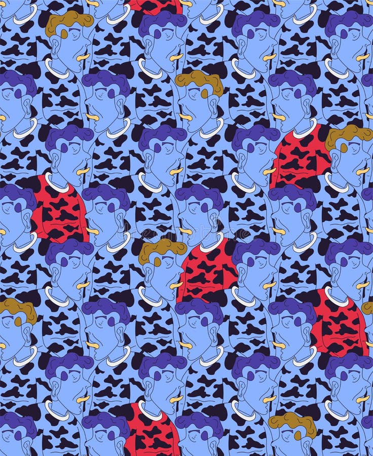 Unique Artwork. Seamless Pattern with Repeat Fancy Humans Stock Vector ...