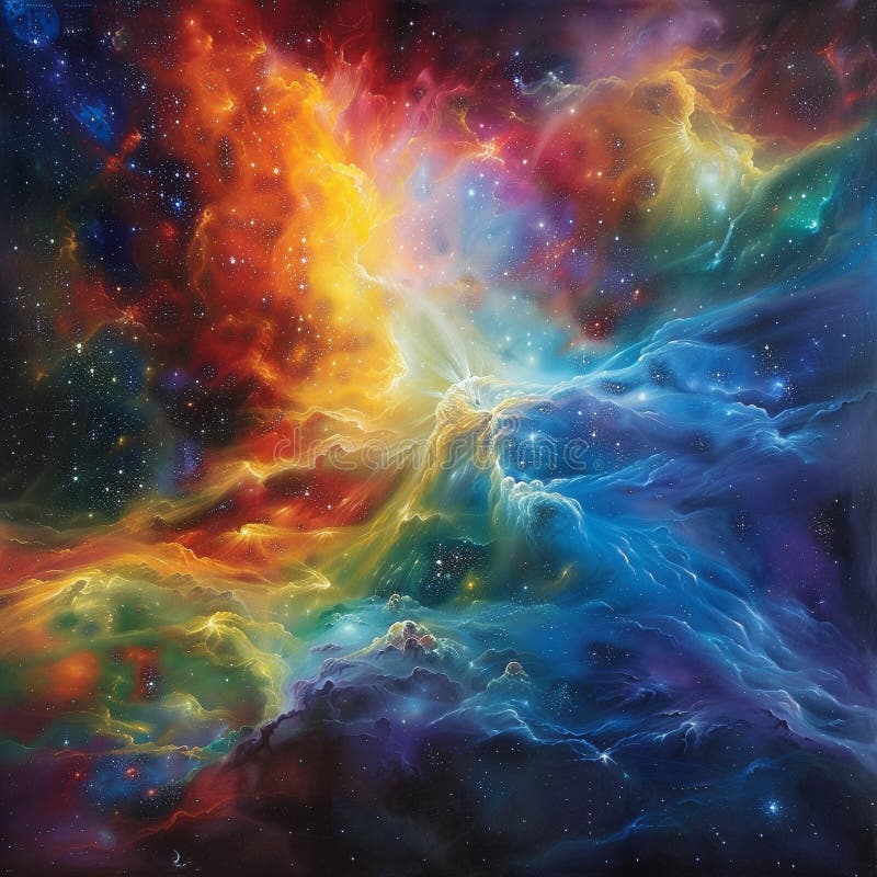 Unique Artwork Showing Strikingly Detailed Nebula and Rainbow Elements ...
