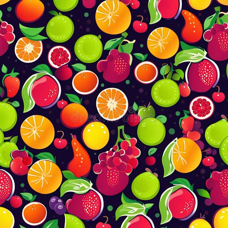 Unique Assorted Colorful Fruits Background Illustration Stock ...