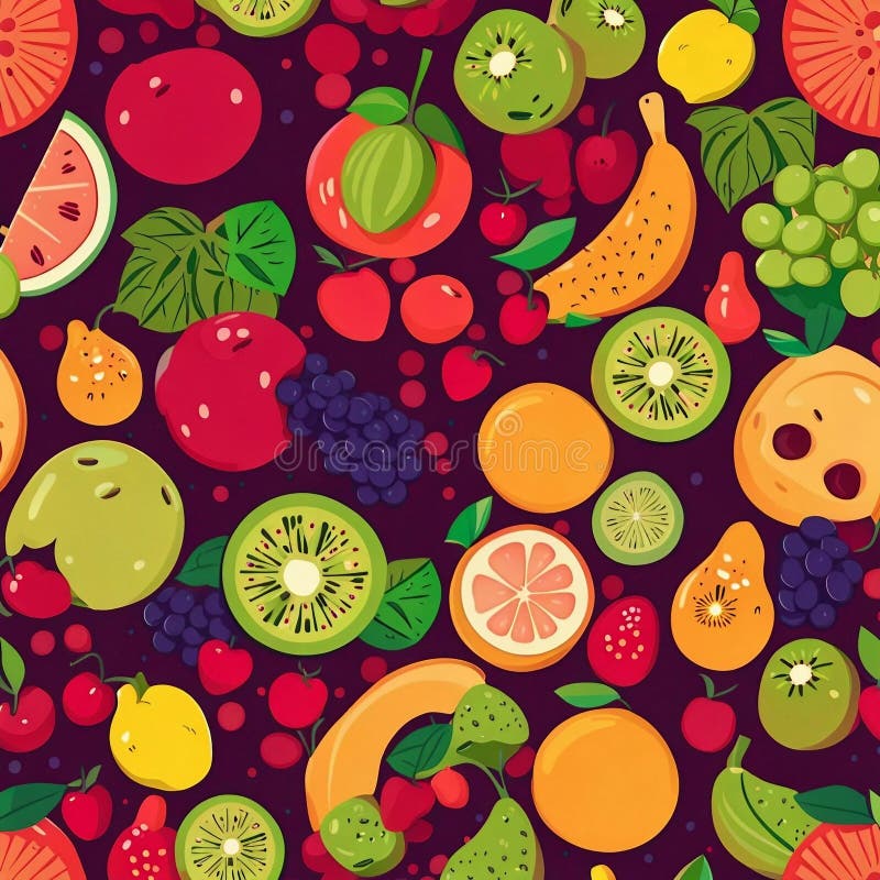 Unique Assorted Colorful Fruits Background Illustration Stock ...