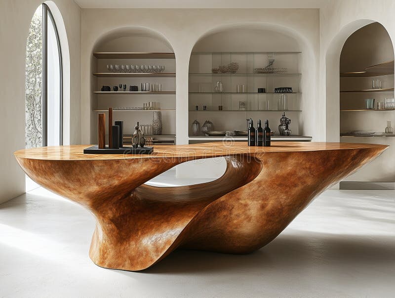 Unique Asymmetric Luxury Table Made of Wood, Showcasing Modern Design ...