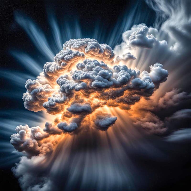 Unique Backlit Cloud Burst Creation of a Thunderhead Stock Illustration ...