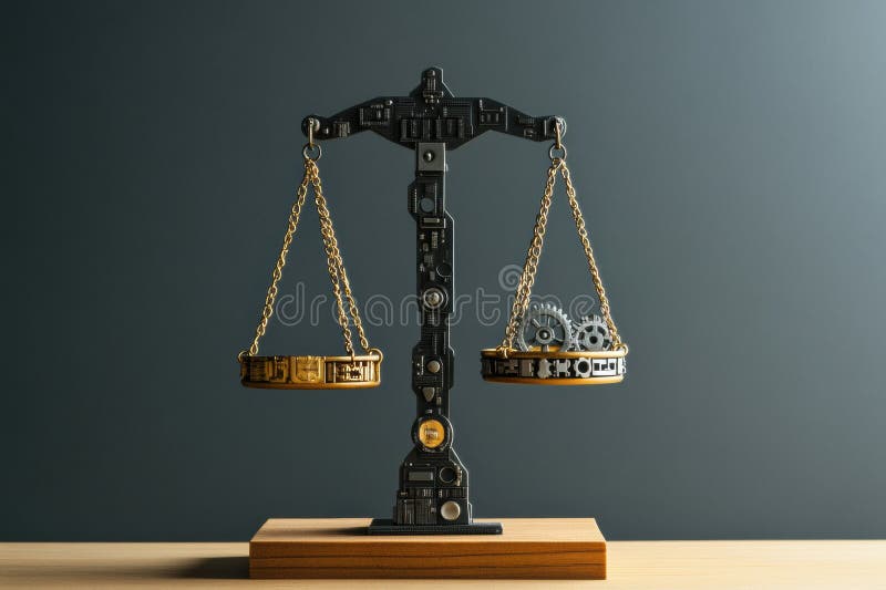 A Unique Balance Scale Design Featuring Metallic Gears and Decorative ...