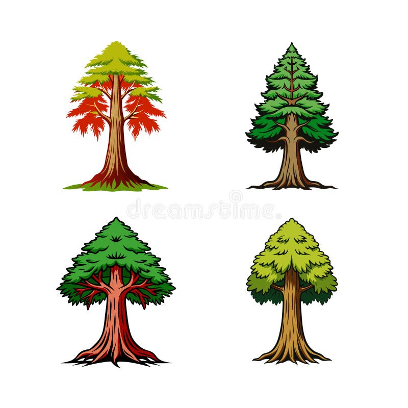 Unique Bald Cypress Tree Vector Illustration Stock Vector ...