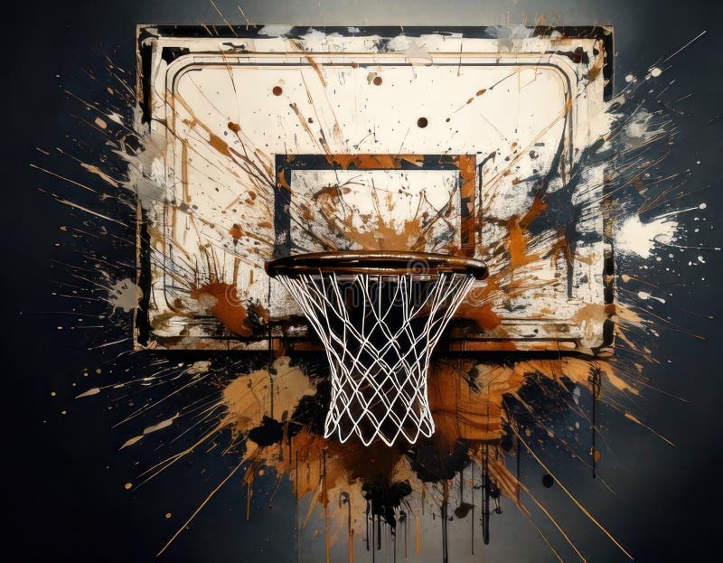 Unique Basketball Backboard Design with Dynamic Paint Splashes in an ...