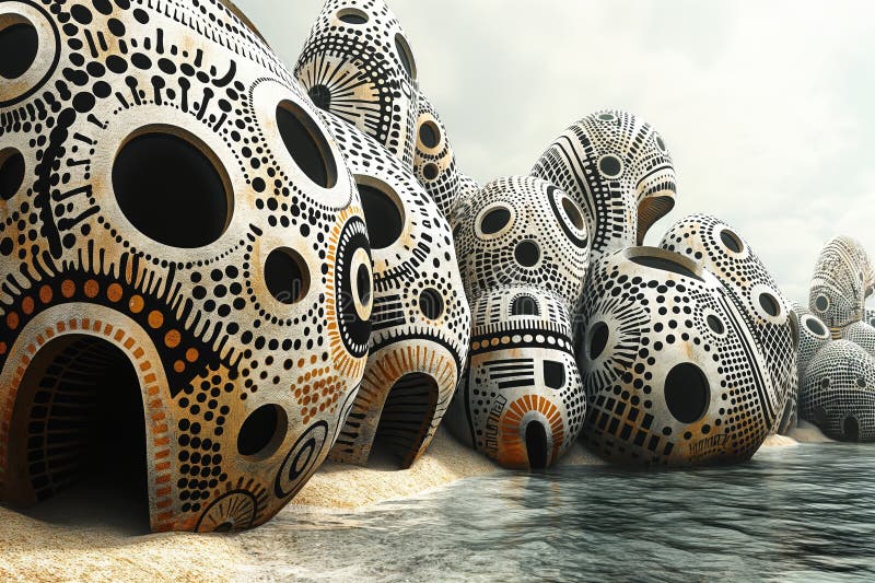 Unique Beachfront Structure without Roofs, AI-generated. Stock Photo ...