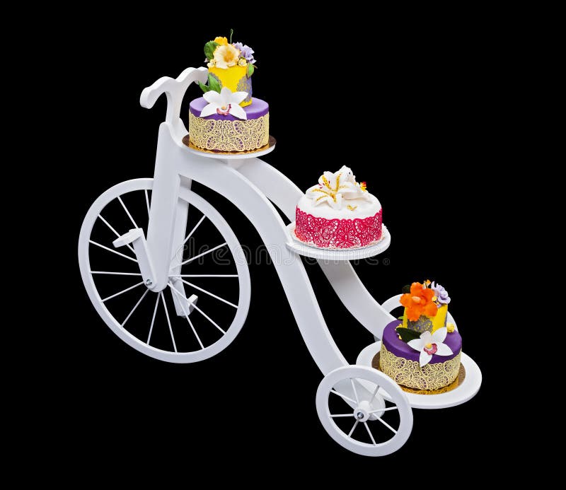 Unique Bicycle Cake Stand with Three Cakes Stock Photo - Image of ...