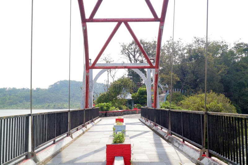 A Unique and Big Red River Bridge Stock Photo - Image of caves ...