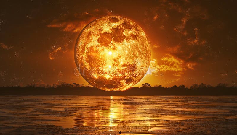 Unique Big Sun and Sky Background at Sundown Time Stock Illustration ...