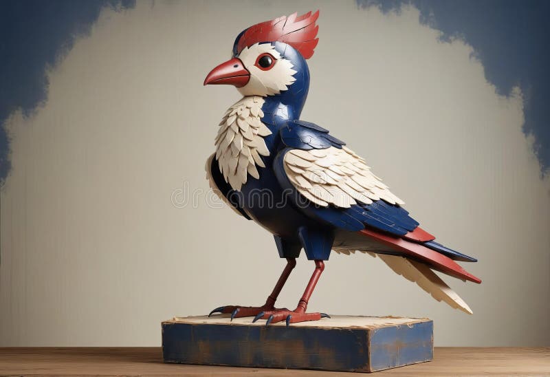 Unique Bird Sculpture Made from Upcycled Materials Stock Illustration ...