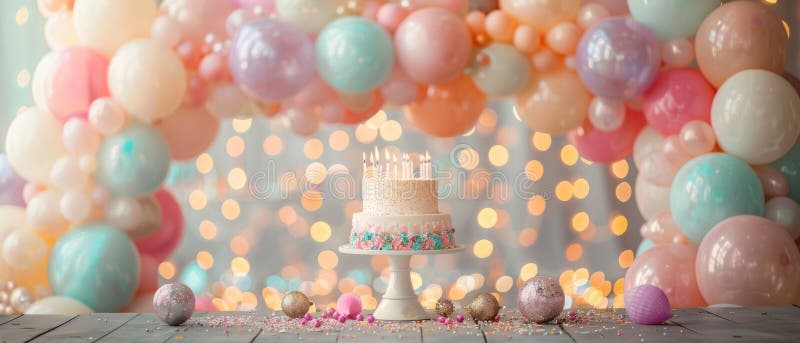 Unique Birthday Backdrop, Colorful Balloon Arch, Sparkly Backdrop ...