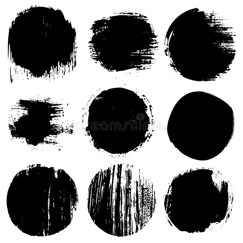 Unique Black Brush Stroke Patterns on White Background for Design Stock ...