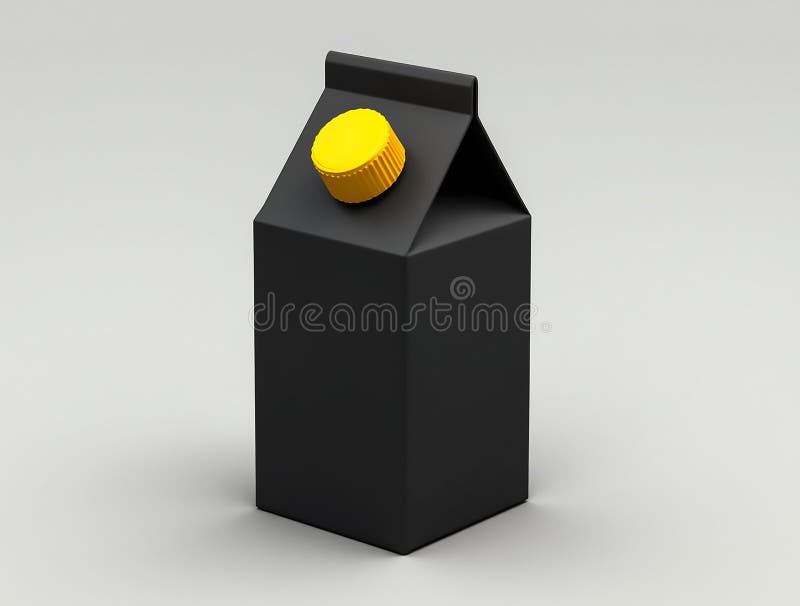Unique Black Carton with Yellow Cap Placed on a Neutral Background ...
