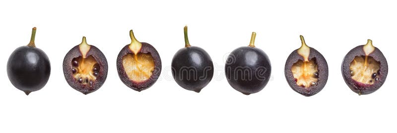 Unique Black Fruits Displayed Showing Different Stages of Slicing and ...