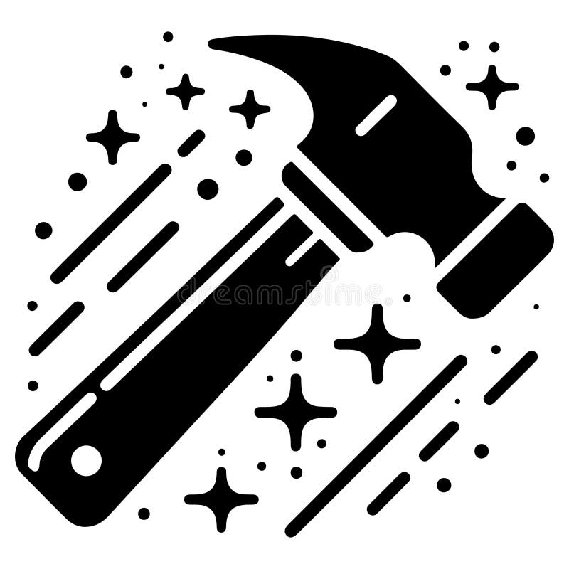 Minimalist Black Hammer Unique Icon with Stars Stock Vector ...