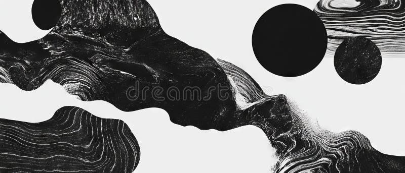 Unique Black Ink Patterns Create Dynamic Forms Against a Smooth White ...