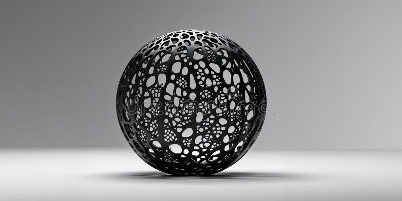Unique Black Sphere with Intricate Perforations Stock Photo - Image of ...