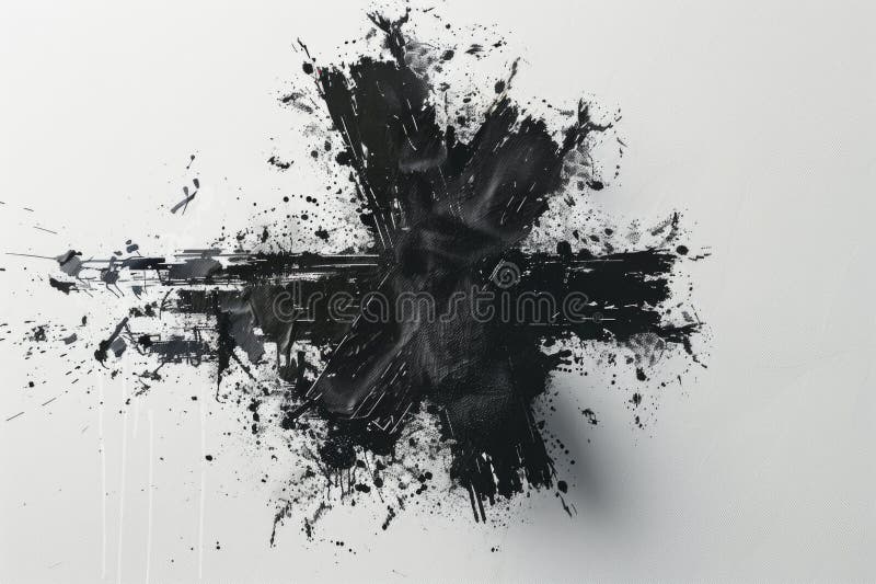 A Unique Black and White Image of a Cross Created from Paint Splatters ...