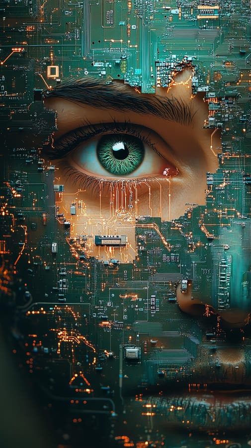 A Unique Blend of Human and Digital Elements Stock Illustration ...