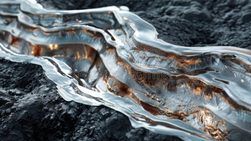 Unique Blend of Liquid Metal and Solid Rock Forming a Striking Natural ...