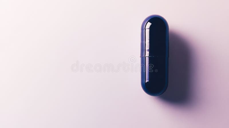 Unique Blue Capsule on a Clean Surface Casting Subtle Shadows in a ...