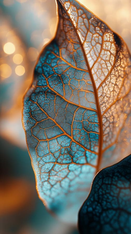 Unique Blue and Gold Leaf Highlighting Intricate Patterns and Textures ...