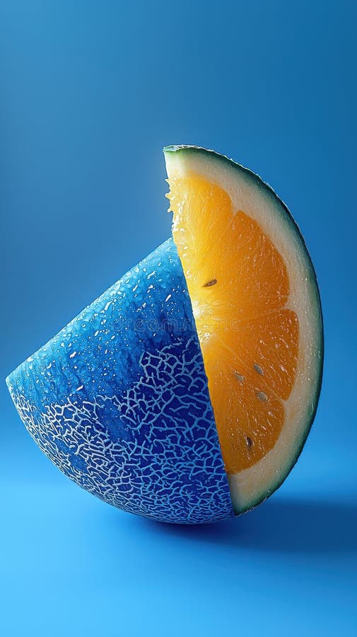 Unique Blue Melon Slice Showing Orange Interior Stock Photo - Image of ...