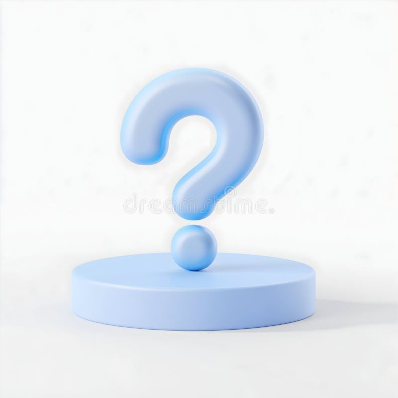 Unique Blue Question Mark Sculpture on a Light Blue Base Invites ...