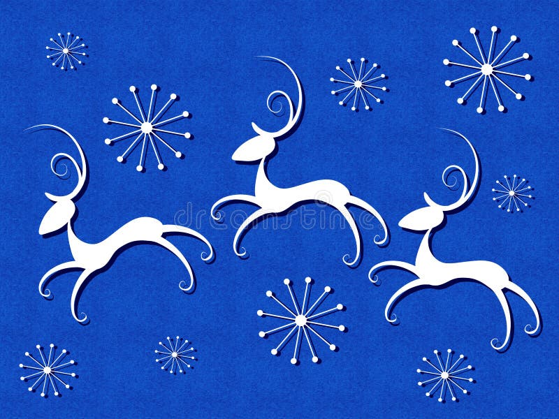 Unique Blue White Flying Reindeer Stock Illustration - Illustration of ...