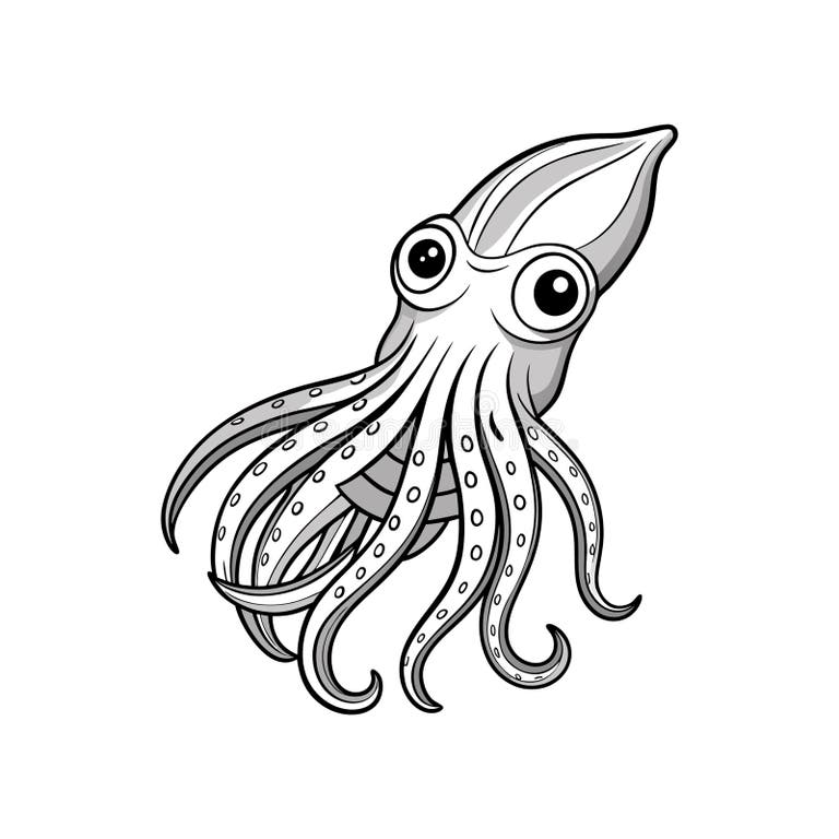 Unique Bobtail Squid Illustration for Coloring Fun Stock Photo ...