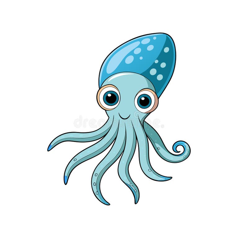 Unique Bobtail Squid Illustration for Coloring Fun Stock Photo ...