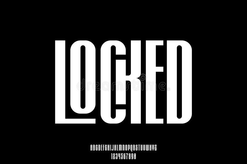 Unique Bold Condensed Locked Alphabet Display Font Vector with Ligature ...