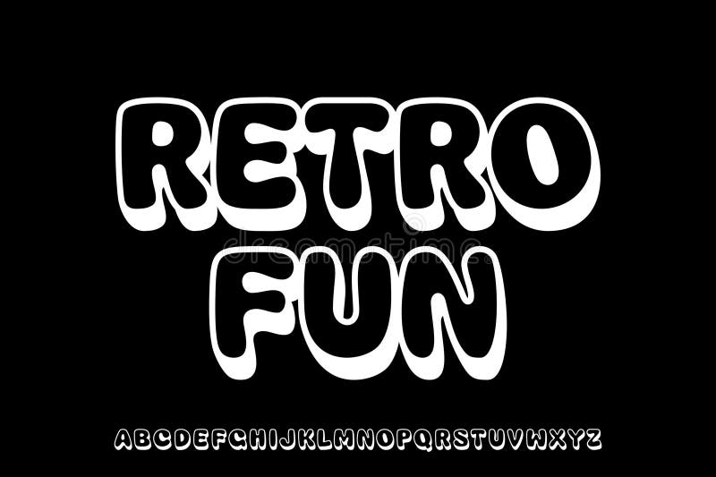 Unique Bold Retro Style Alphabet Display Font Vector. Thick Fun ...