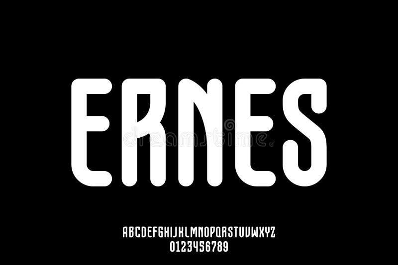 Unique Bold Rounded Condensed Alphabet Display Font Vector. Modern ...