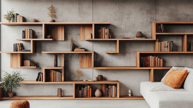 A Unique Bookshelf with Asymmetrical Shelves Styled with Minimalist ...
