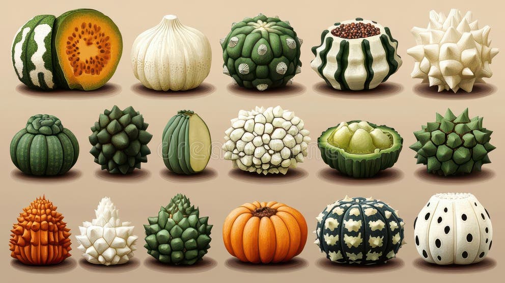 Unique Botanical Forms, a Diverse Collection Stock Illustration ...