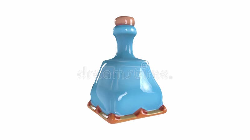 Bright Blue Bottle with a Wooden Cap on a Simple Platform Stock Footage ...
