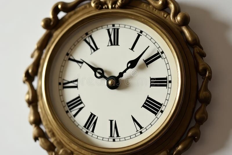 Unique Brass Wall Clock with Vintage Design Stock Illustration ...