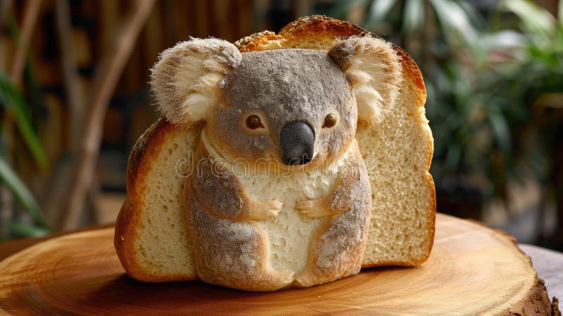 Unique Bread Loaf Resembling an Koala Resting on a Wooden Table, Ai ...