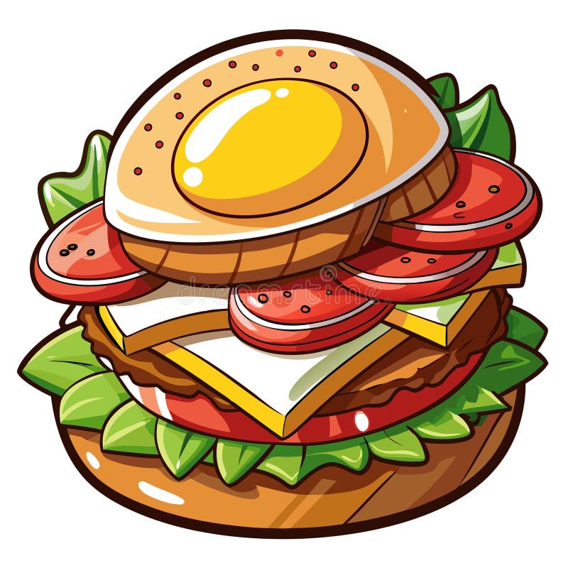 Unique Breakfast Hamburger Stock Illustrations – 188 Unique Breakfast ...