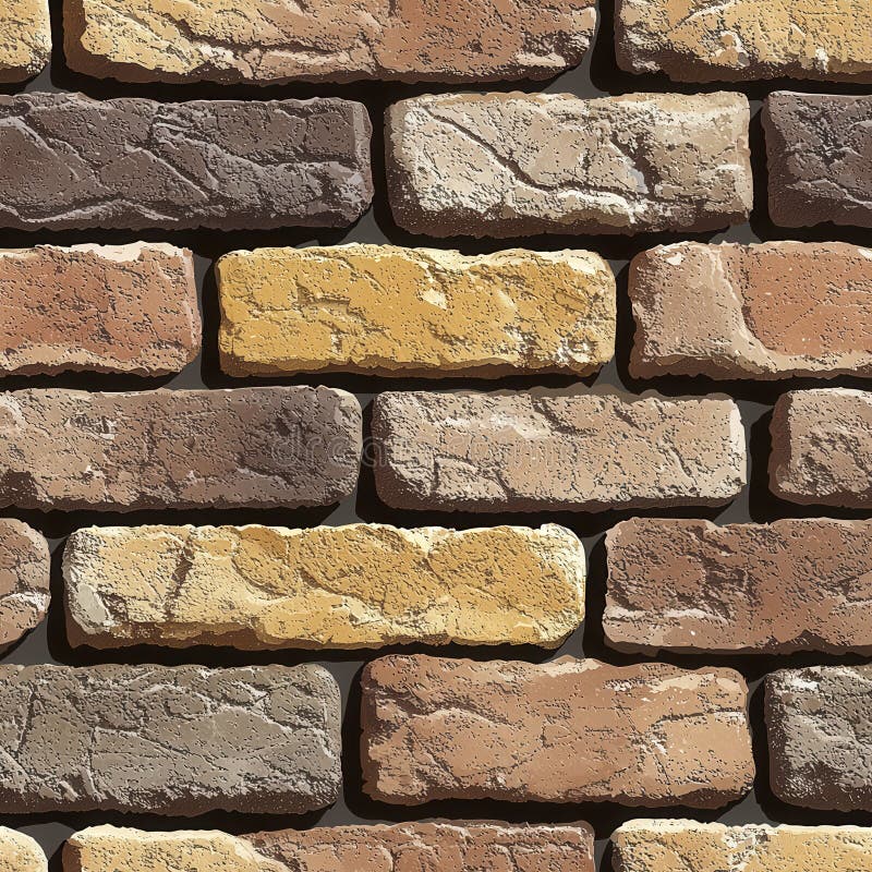 Unique Brick Wall Composed of Various Colors Creating a Textured and ...