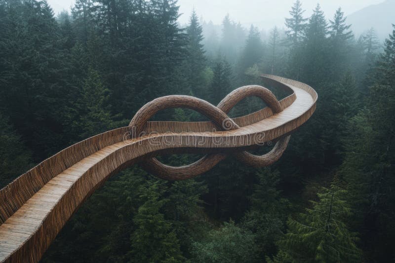 Creative Infinity Symbol Bridge Connecting Lush Pine Forest and ...
