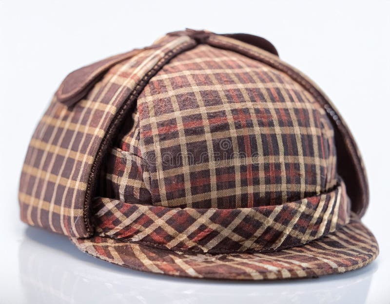Unique Brown Checkered Hat, Leather Accents, Distinctive Crown Design ...