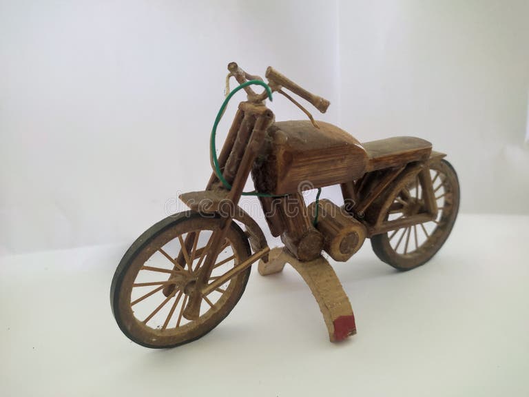 A Unique Brown Motorcycle Miniature Made from Bamboo Stock Photo ...