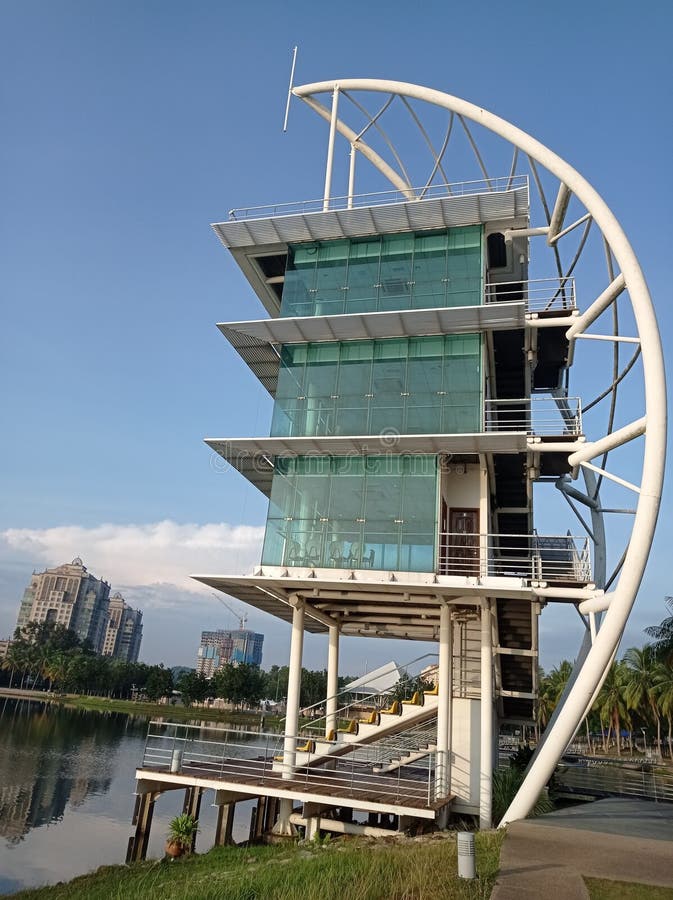 Unique Building Tall Building Lake Side Stock Image - Image of lake ...