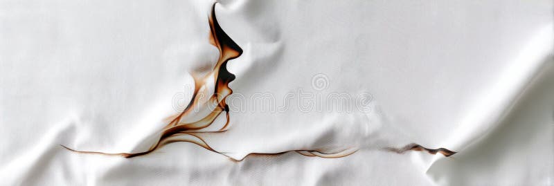 Burn Mark on White Fabric Resembles a Human Profile Showcasing ...